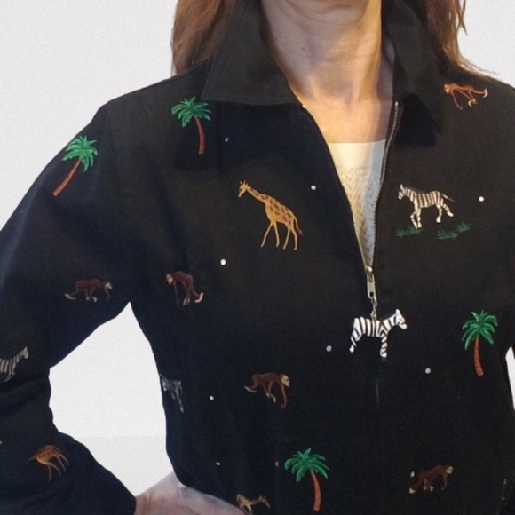 Quacker Factory | Jackets & Coats | Quacker Factory Safari Palm Tree ...